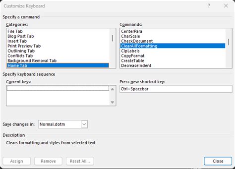 Ms Word Clearallformatting Shortcut Ctrlspace Doesnt Work Stack