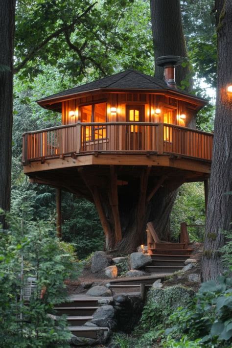 Fun Treehouse In The Woods Tree House Tree House Designs Luxury Tree Houses