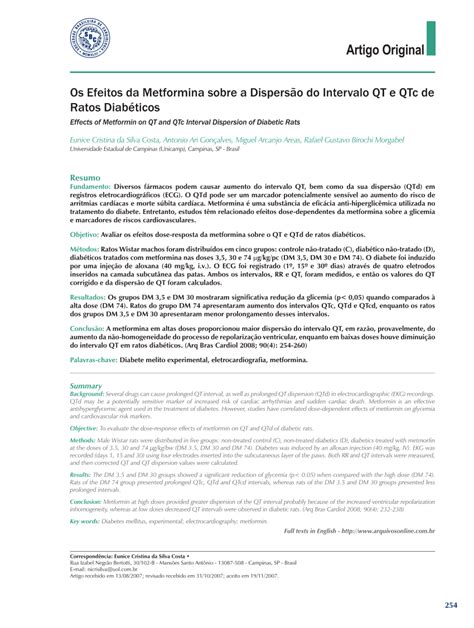 Pdf Effects Of Metformin On Qt And Qtc Interval Dispersion Of Diabetic Rats