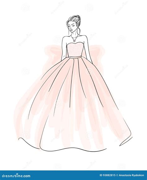 Girl In Wedding Dress Fashion Illustration Vector Stock Vector