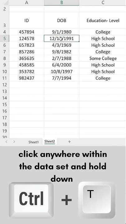 How To Quickly Create A Table In Excel Excel Shortcut Excelshortcut