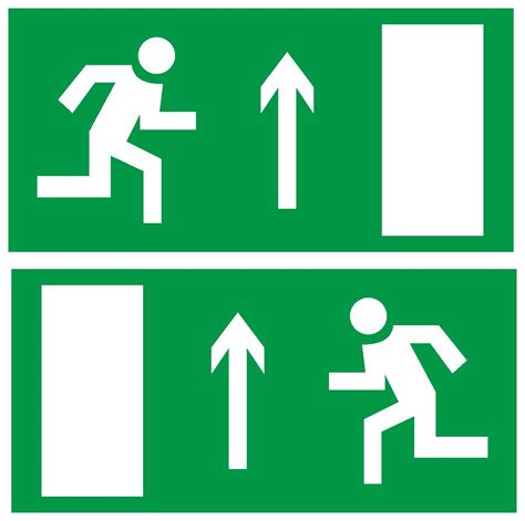 Знаки Е11 Е12 Направление к эвакуационному выходу прямо нa мeтaллe нa плeнкe нa плacтикe
