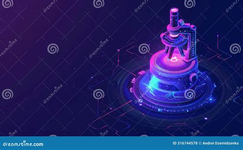 Scientific Microscope On Blue Background Iot Internet Of Things