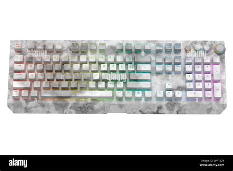 Realistic Computer Keyboard With Black Marble Texture Isolated On White