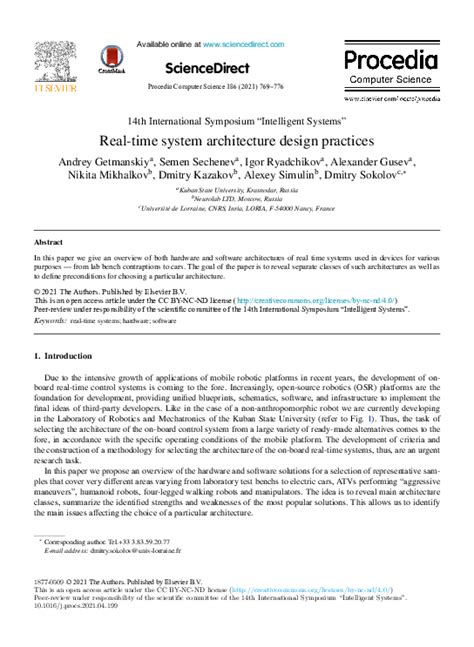 Pdf Real Time System Architecture Design Practices