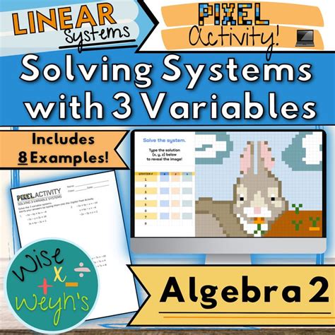 Solving Systems Of 3 Variable Equations Pixel Activity Algebra 2