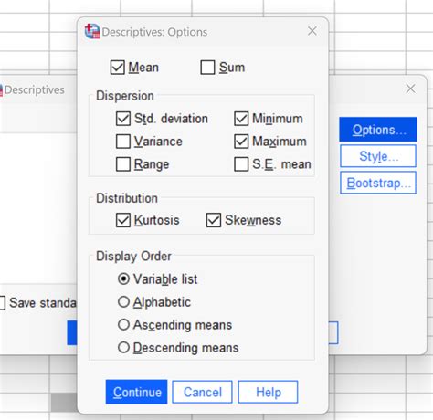 how to calculate skewness and kurtosis in spss