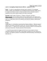 Exploring Simple Harmonic Motion Investigating Hooke S Law And Course Hero