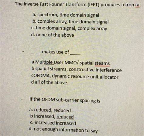 Solved Inverse Fast Fourier Transform IFFT Produces A Fro Chegg