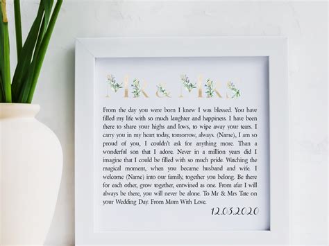 Personalised Son And Daughter In Law Wedding Poem