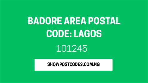 Badore Area Postal Code Lagos Zip Codes Showpostcodes