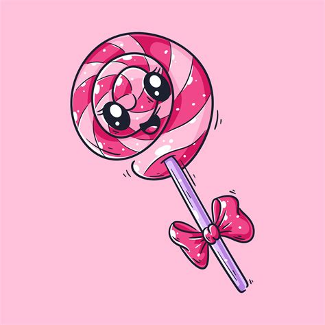 Cute Lollipop Candy Smiling Cartoon Vector 25916838 Vector Art At Vecteezy