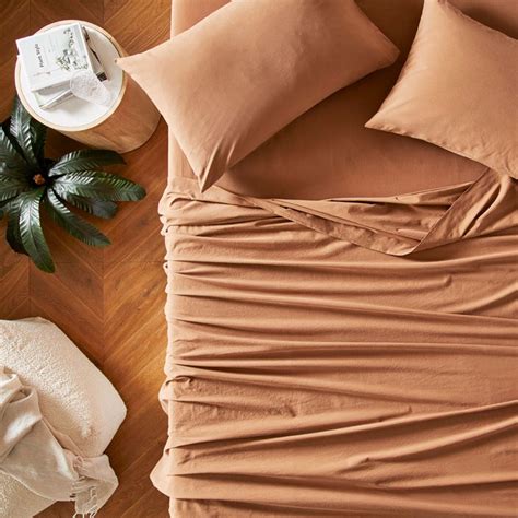 Stonewashed Cotton Cocoa Sheet Separates Adairs