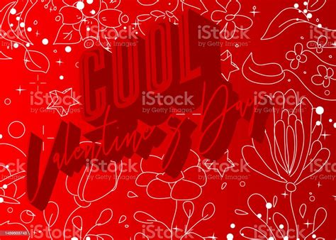 멋진 발렌타인 데이 텍스트와 꽃 야생화 만화 벡터 일러스트 레이 션입니다 개화기에 대한 스톡 벡터 아트 및 기타 이미지 개화기 계절 공휴일 Istock