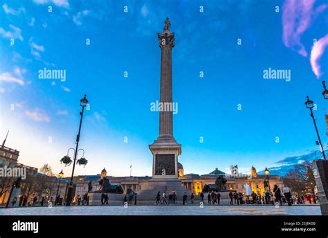 Nice View Of The Iconic Monument Nelsons Column Seen From Charing