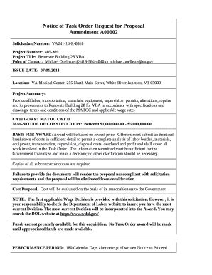 Notice Of Task Order Request For Proposal Doc Template PdfFiller
