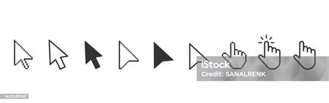 Cursors Icons Click Set Easily Editable Line Art Vector Stock Illustration Stock Illustration
