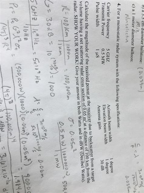Solved For A Monostatic Radar System With The Following