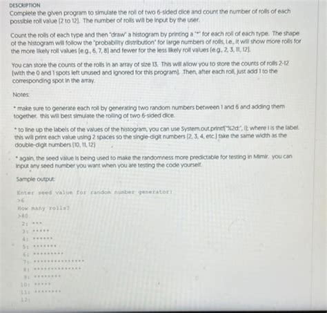 Solved Description Complete The Given Program To Simulate