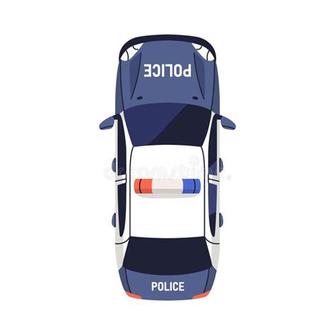 Police Car Top Down View Patrol Vehicle With Siren Lights On Roof