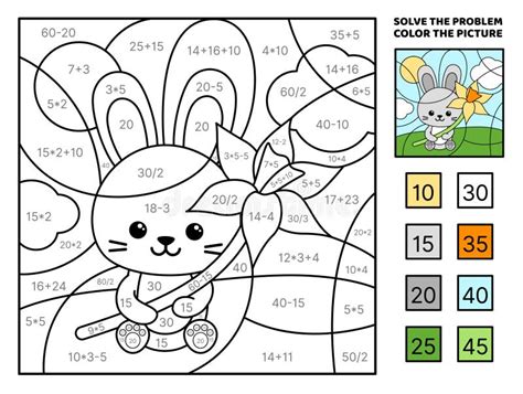 Solve The Problem Color The Picture Bunny And Big Narcissus Coloring