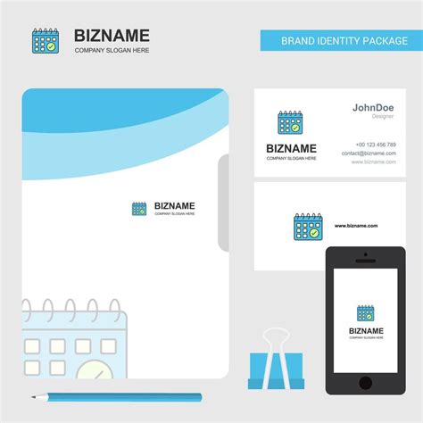 Calendar Business Logo File Cover Visiting Card And Mobile App Design