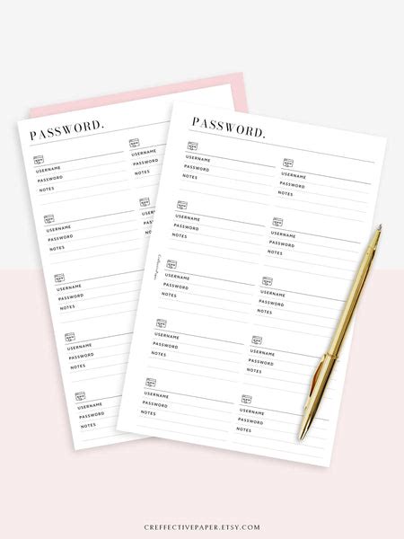 T119 Website Login Password Tracker Creffectivepaper Printable