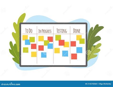 Scrum Task Board Agile Project Management Vector Illustration Stock