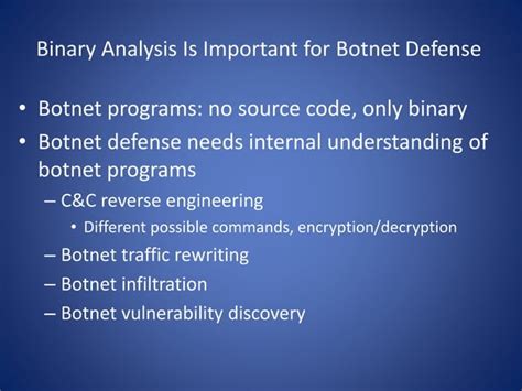 Binary Analysis For Botnet Reverse Engineeringpptx
