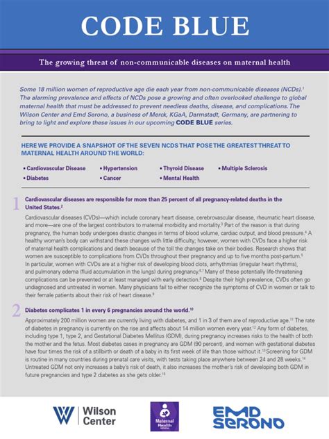 Code Blue The Growing Threat Of Non Communicable Diseases On Maternal Health Pdf