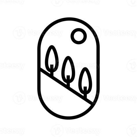 Trees And The Moon For Nature Monoline Badge Illustrations Emblems