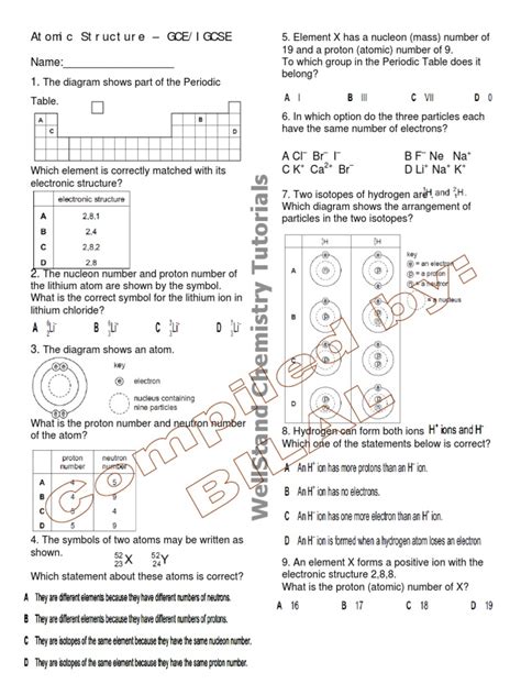 Atomic Structure Pdf Atoms Isotope