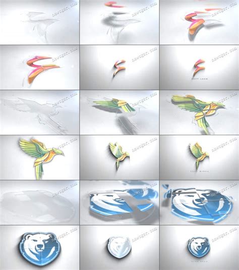 明亮柔光中碎片拼合成logo标志的开场动画ae模板ae模板新cg儿newcger