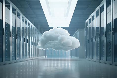 Cloud Computing In A Server Room 3d Rendering Toned Image Premium Ai Generated Image