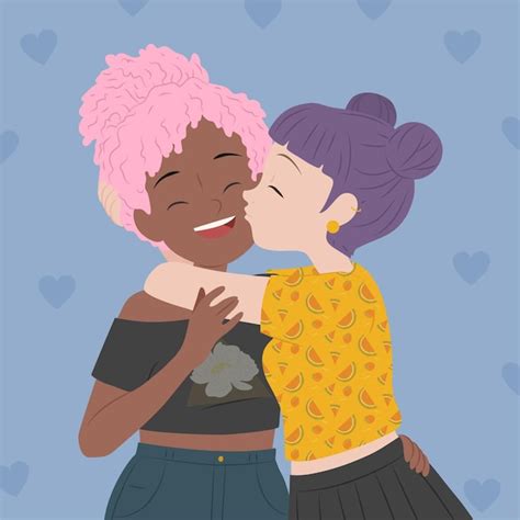 Black White Lesbians Kissing Vectors And Illustrations For Free Download