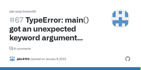 Typeerror Main Got An Unexpected Keyword Argument Versionbase