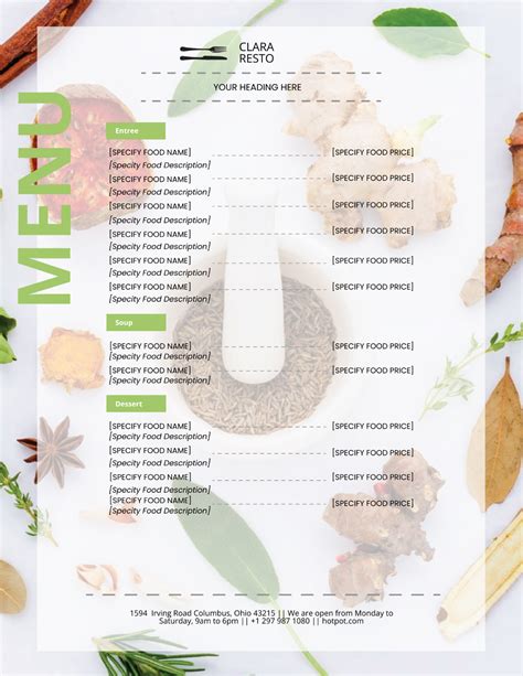 Blank Food Menu Template Edit Online And Download Example