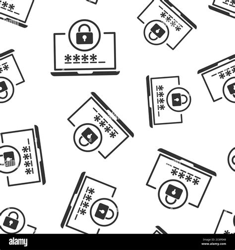 Laptop With Password Icon In Flat Style Computer Access Vector Illustration On White Isolated