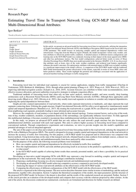 Pdf Estimating Travel Time In Transport Network Using Gcn Mlp Model And Multi Dimensional Road