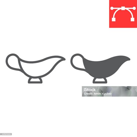 그레이비 보트 라인과 글리프 아이콘 부엌과 그릇 소스 보트 기호 벡터 그래픽 편집 스트로크 선형 아이콘 Eps 10 그레이비에 대한 스톡 벡터 아트 및 기타 이미지 Istock