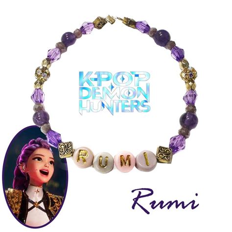 Kpop Demon Hunters Rumi Beaded Bracelet Purple Pink And Gold Etsy