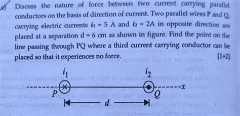 A Discuss The Nature Of Force Between Two Current Carrying Parallel Cond
