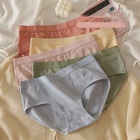Finetoo Pure Cotton Panties For Women Middle Waist Japanese Underwear