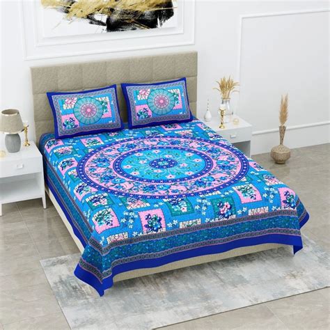 Size Double Cotton Dark Blue Circle Print Bedsheet For Home At Rs 170 Set In Tonk