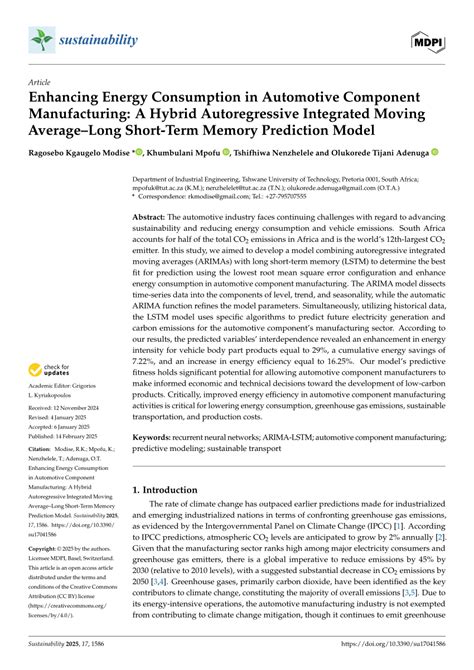 Pdf Enhancing Energy Consumption In Automotive Component Manufacturing A Hybrid