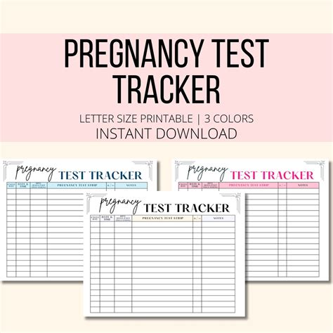 Pregnancy Test Tracker Printable Hcg Line Pregnancy Progression Log