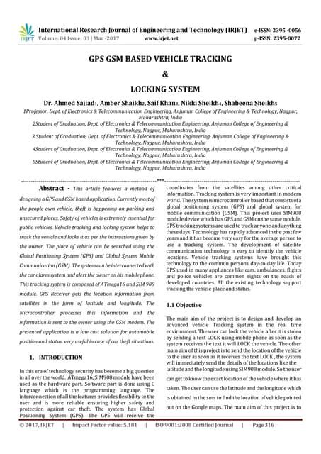 gps gsm based vehicle tracking and locking system pdf