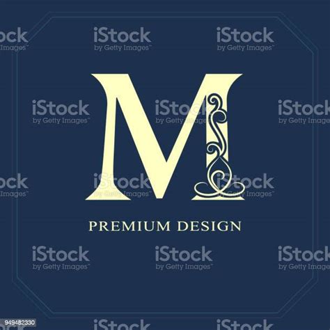 우아한 자본 편지 M 우아한 스타일입니다 붓글씨 아름 다운 간판입니다 책 디자인 브랜드 비즈니스 카드 레스토랑 부티크 호텔 빈티지 그린된 엠 블 럼 벡터 일러스트 레이 션