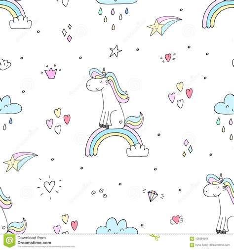 Cute Unicorn Vector Pattern Stock Vector Illustration Of Postcard Beautiful 106384651