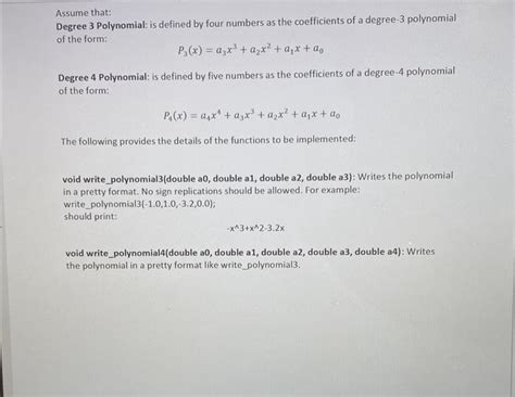 solved assume that degree 3 polynomial is defined by four